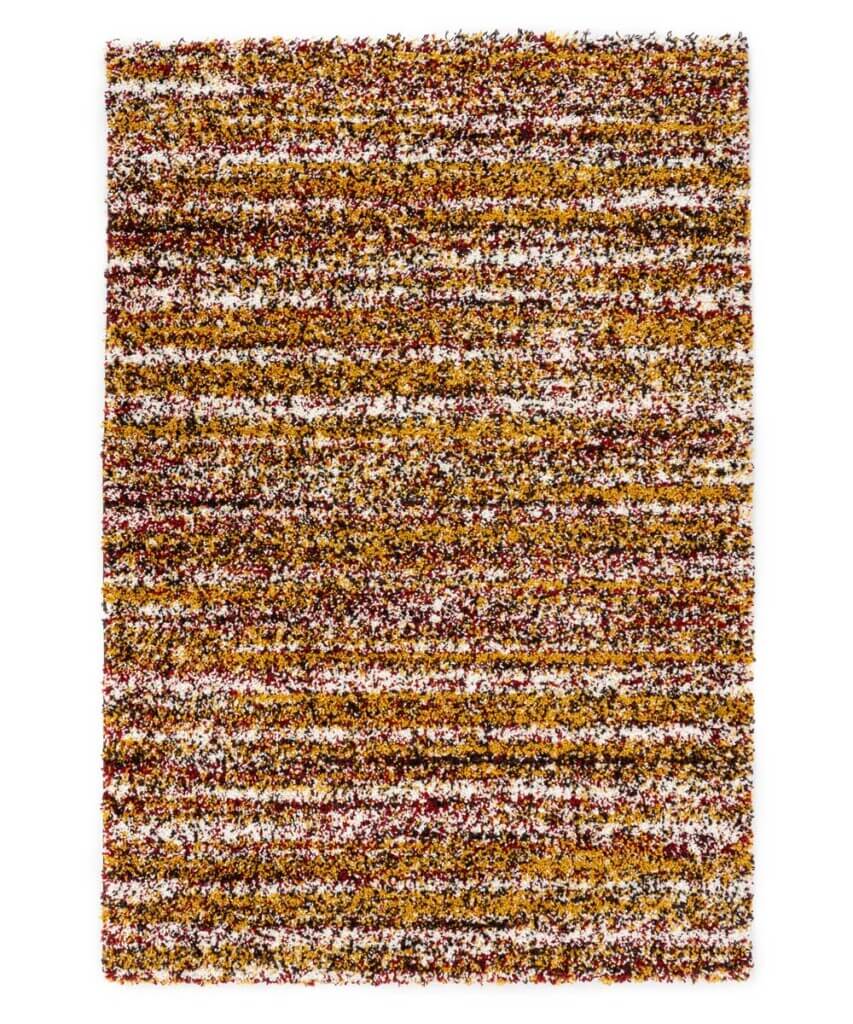 Hoogpolig vloerkleed strepen Artisan - multi/okergeel | Tapeso