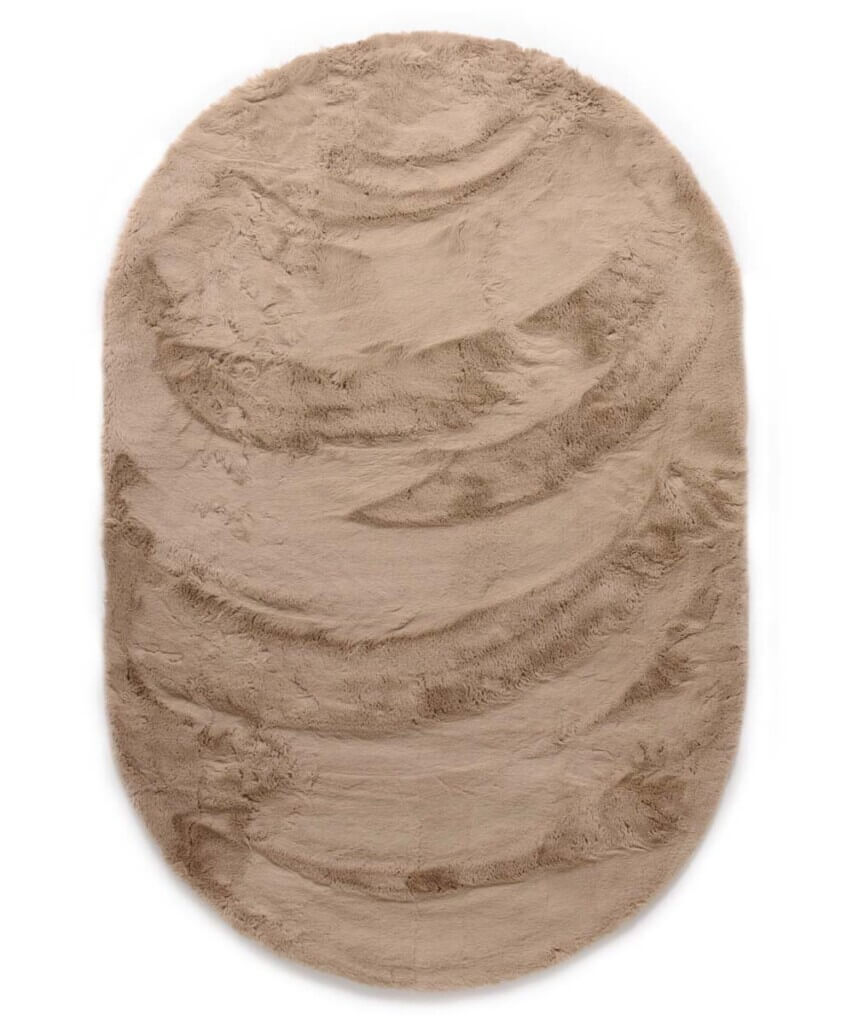 Ovaal hoogpolig vloerkleed - Comfy plus - taupe | Tapeso