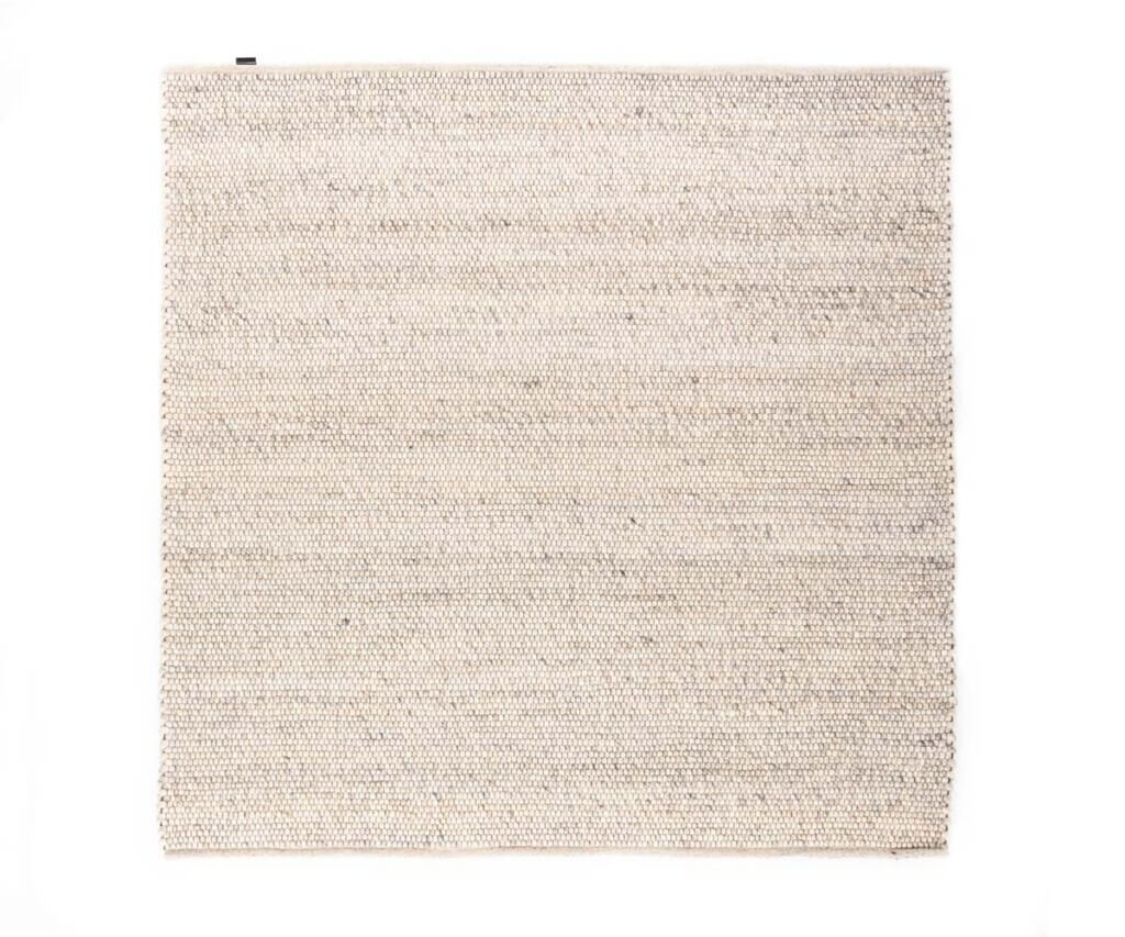 Wollen vloerkleed vierkant - Lett lichtgrijs | Tapeso