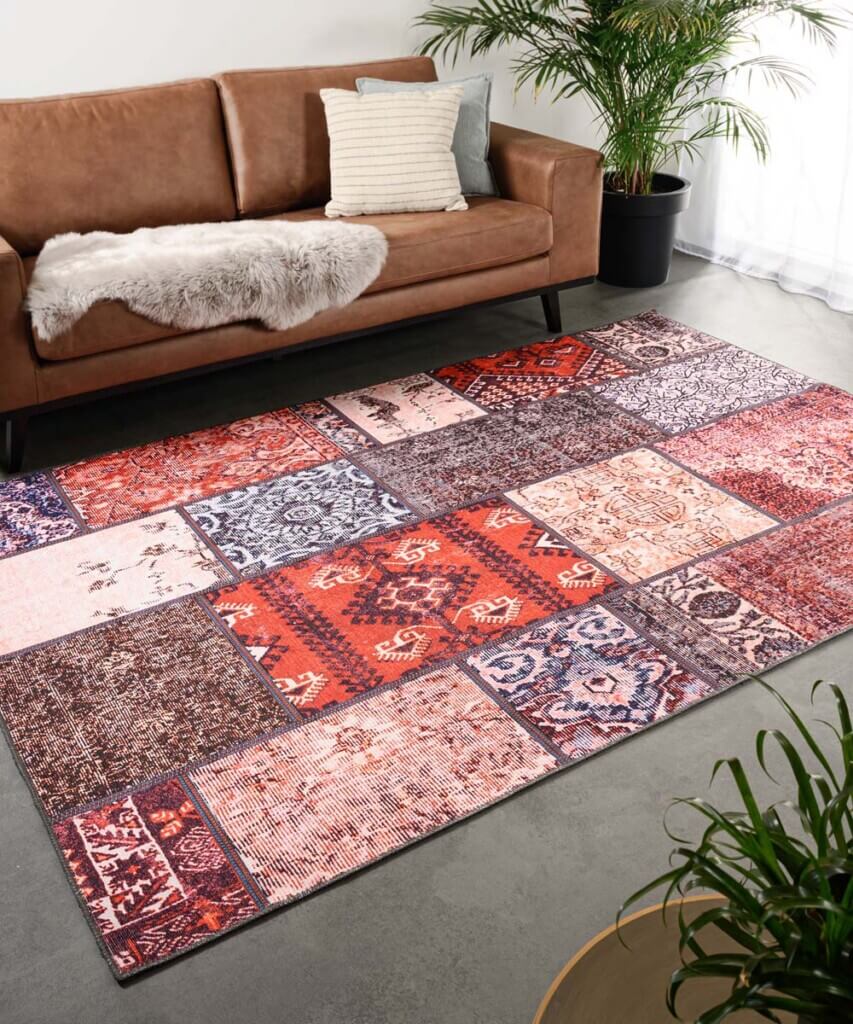 Patchwork vloerkleed - Fade No.1 rood/multi | Tapeso