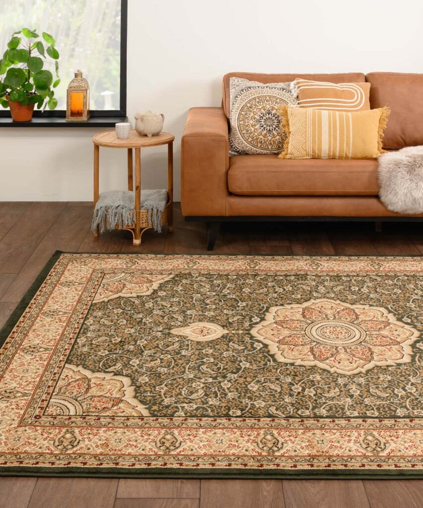 Perzisch tapijt - Mirage Majesty groen/beige | Tapeso