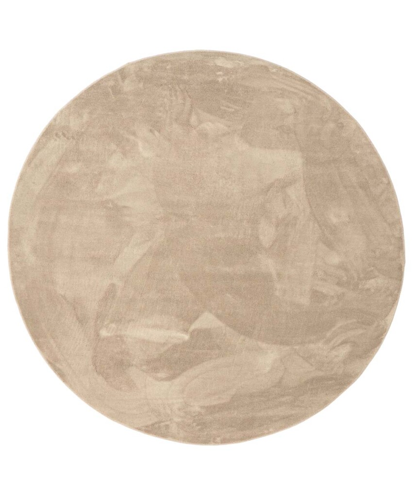 Rond zacht vloerkleed - Plush beige | Tapeso