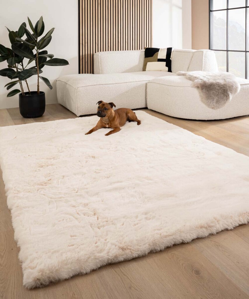 Fluffy vloerkleed - Comfy Deluxe crème | Tapeso